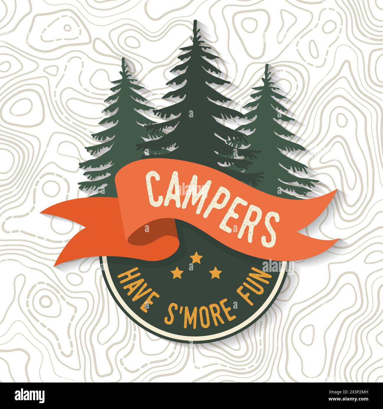 Campers have s'more fun. Outdoor Summer Camp Logo Patches. Vector. The ...