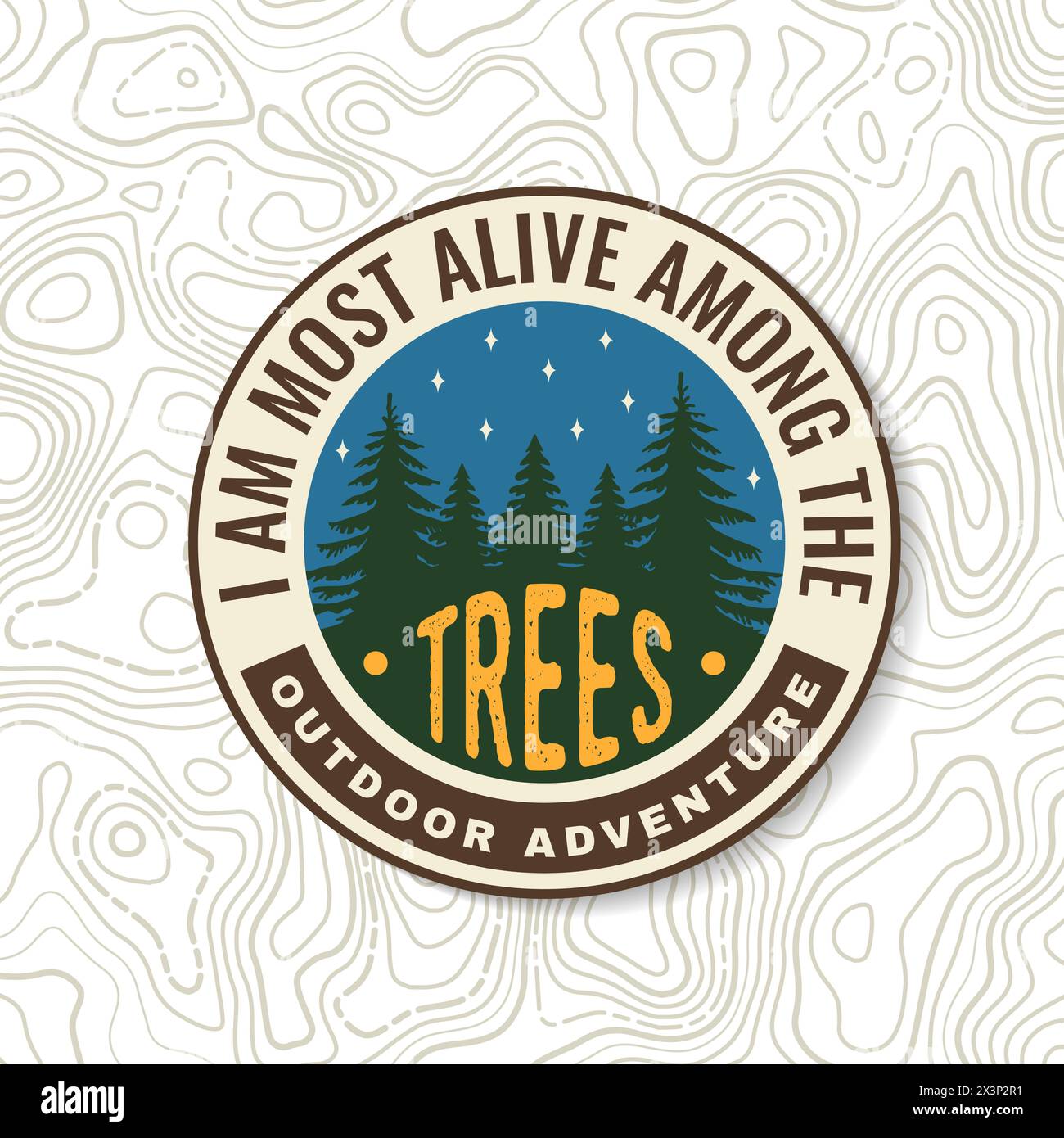 I am most alive among the trees. Vector. Typography design with forest ...