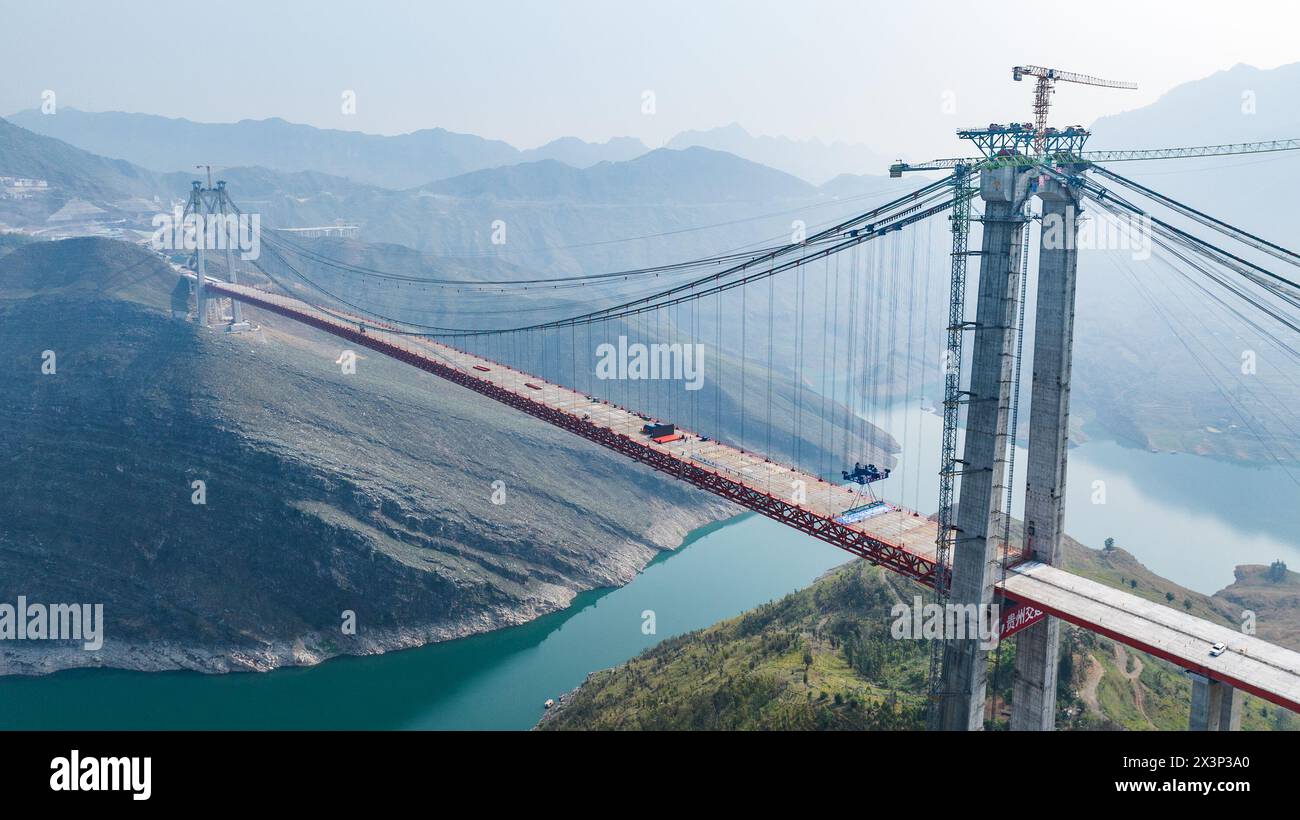 Qinglong. 28th Apr, 2024. An aerial drone photo taken on April 28, 2024 ...
