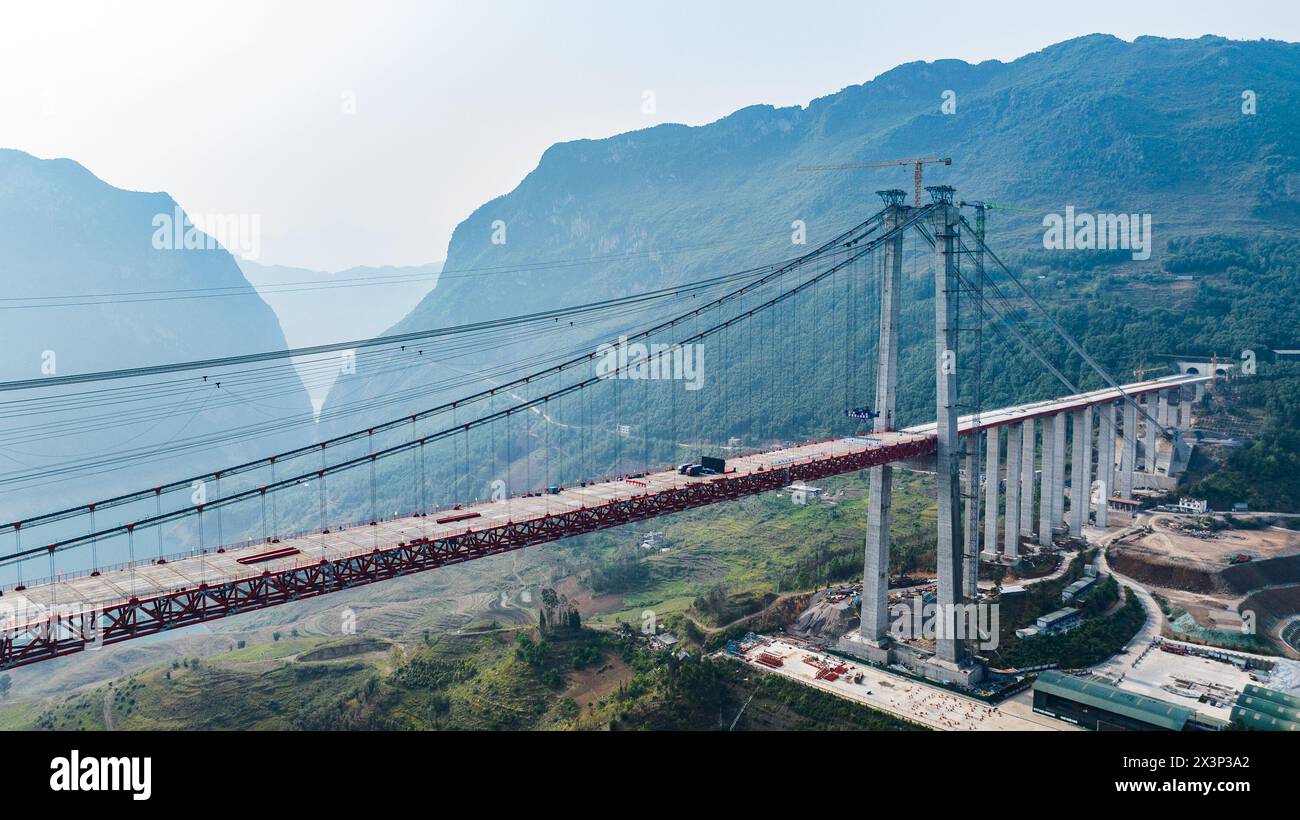 Qinglong. 28th Apr, 2024. An aerial drone photo taken on April 28, 2024 ...