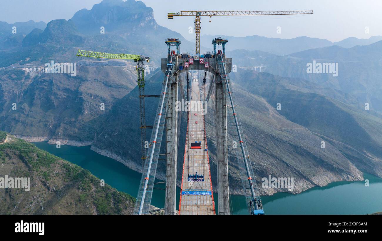 Qinglong. 28th Apr, 2024. An aerial drone photo taken on April 28, 2024 ...