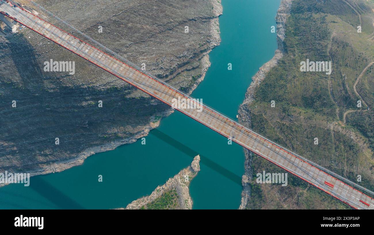 Qinglong. 28th Apr, 2024. An aerial drone photo taken on April 28, 2024 ...