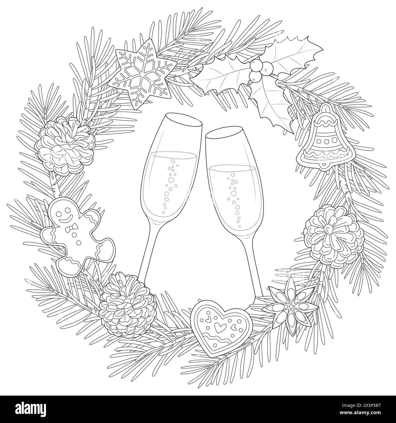 Christmas frame in doodle style. Floral, ornate, decorative, tribal ...