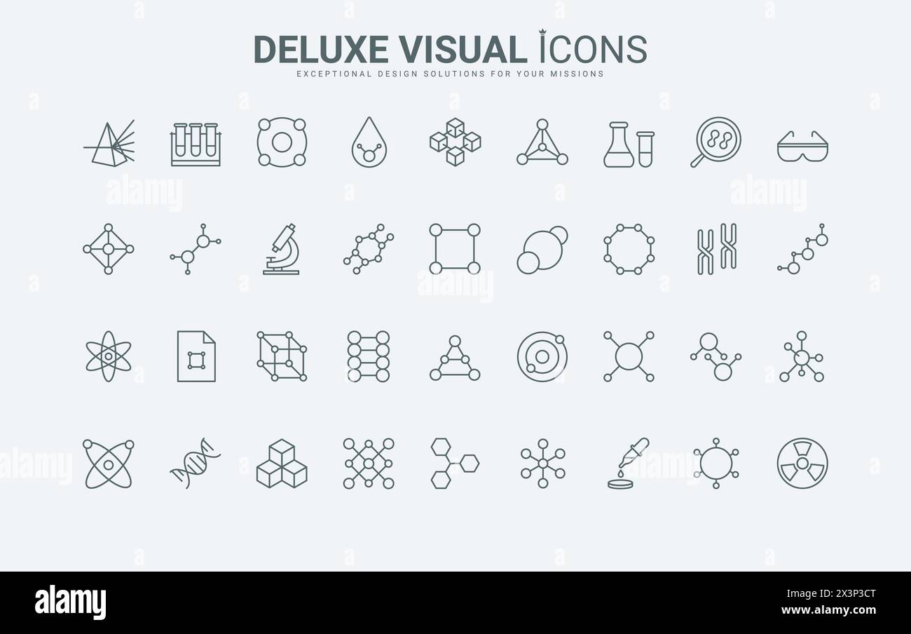 Pictogram of molecule model with chains and atoms, chemical formula and ...