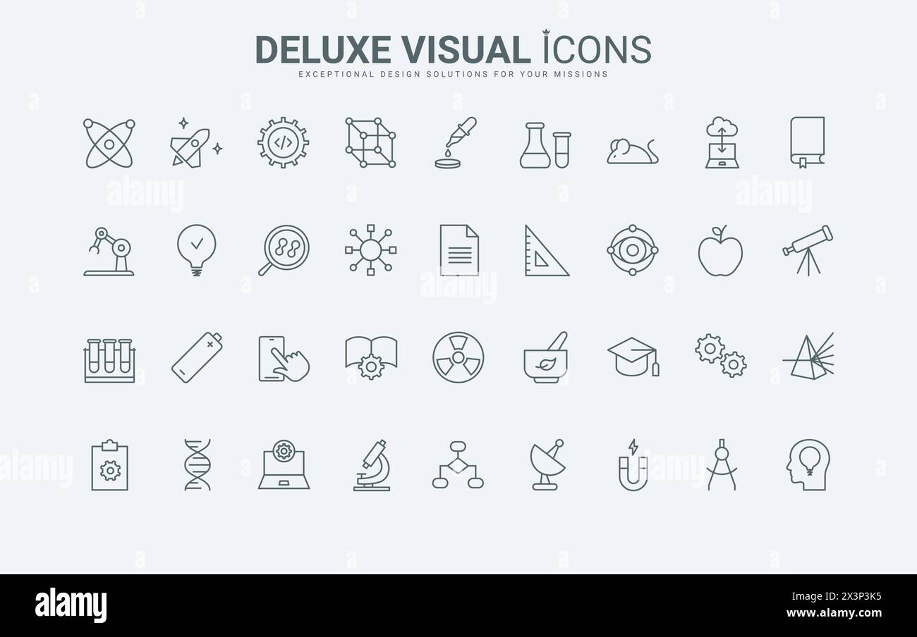 Outline symbols of scientific study of chemistry and physics ...