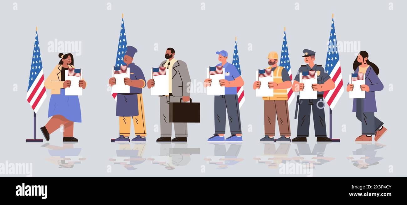 election day concept different occupations voters casting ballots at ...