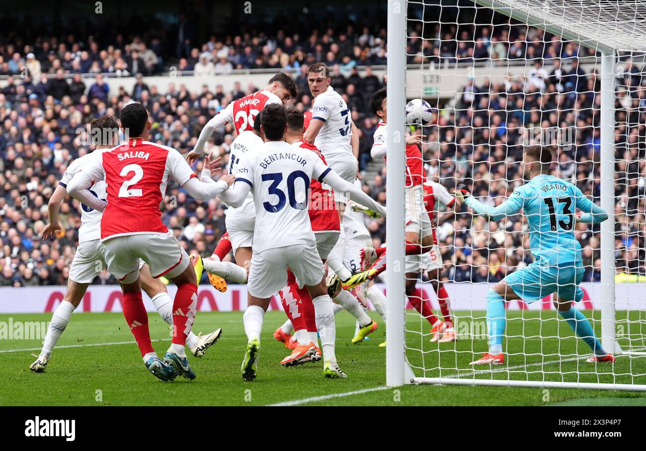 Arsenal's Kai Havertz scores their third goal of the game during the ...