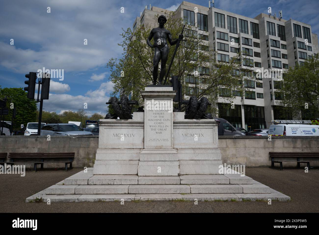 The Machine Gun Corps Memorial in Hyde Park Corner in London Stock ...