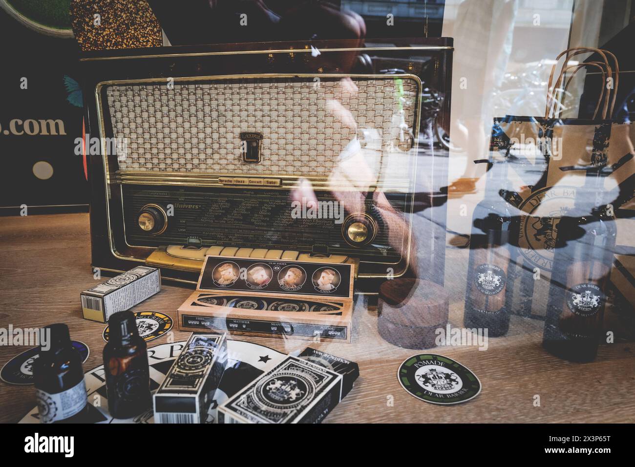 Vienna, Austria. Antique tube radio, from the early 20th century, and ...