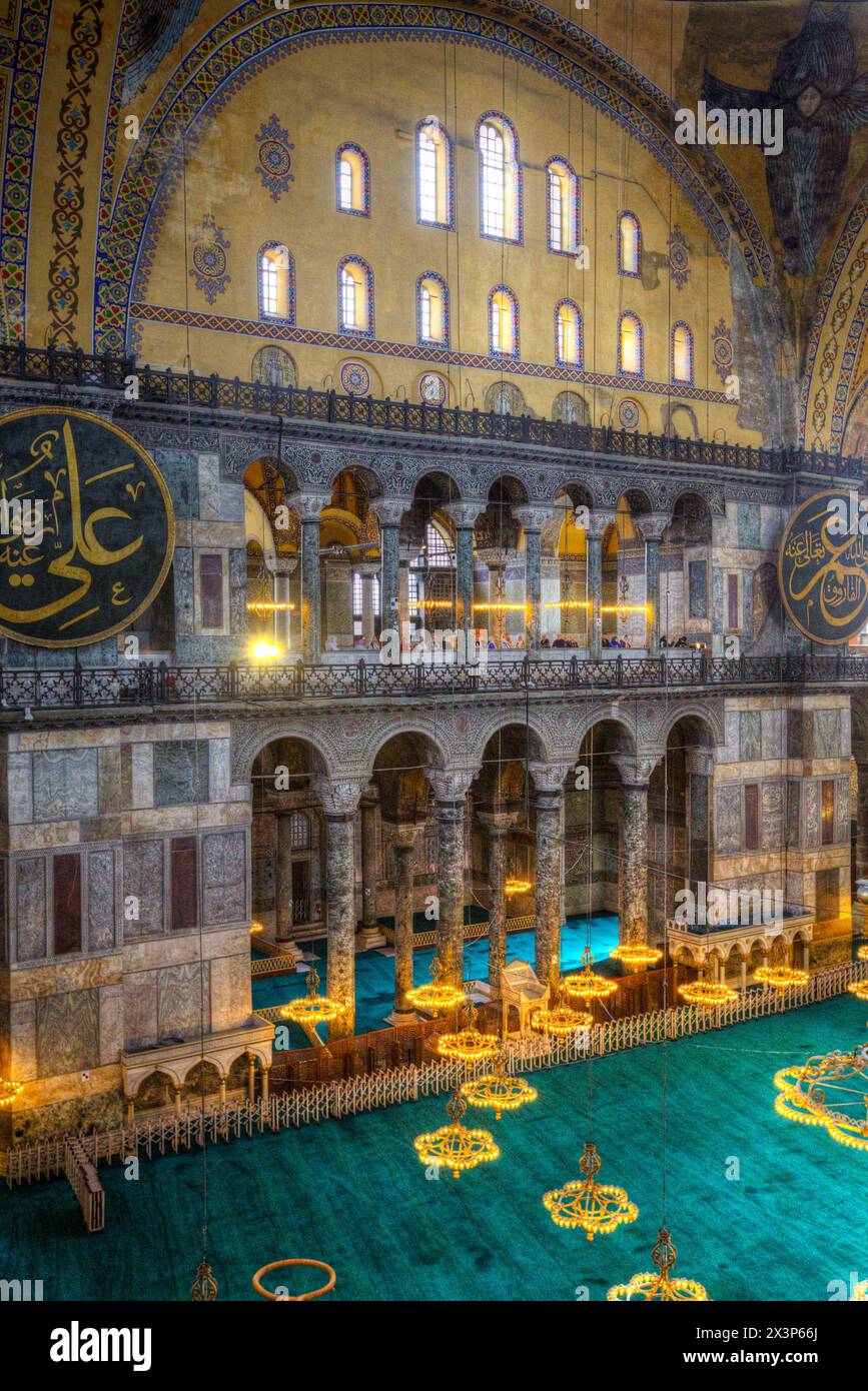 Overview, Interior, Hagia Sophia Grand Mosque, 537 AD, UNESCO World Heritage Site, Sultanahmet ...