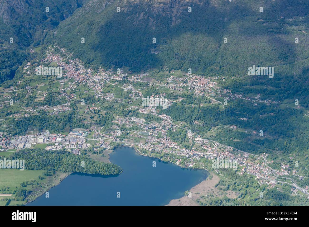 aerial landscape, from a glider plane, with Carlazzo and Gottro ...
