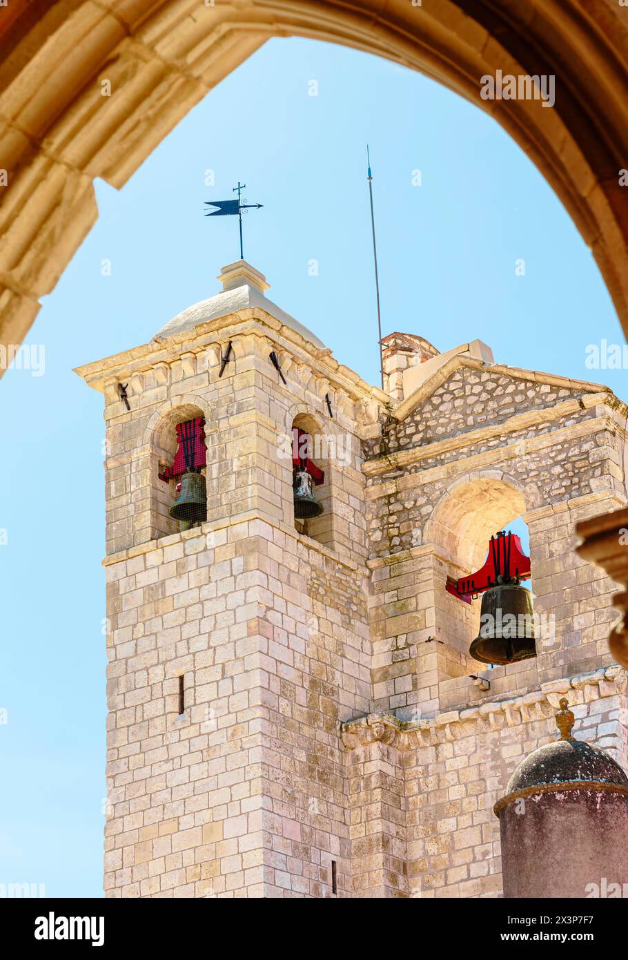 Bell Tower seen through archway at Convent of Christ, Tomar, Portugal ...