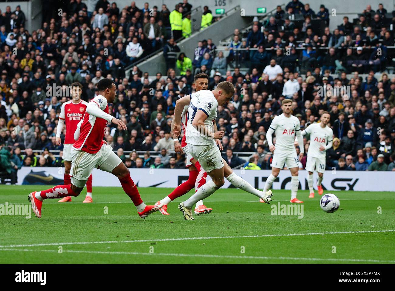 LONDON, UK - 28th Apr 2024: Micky van de Ven of Tottenham Hotspur ...