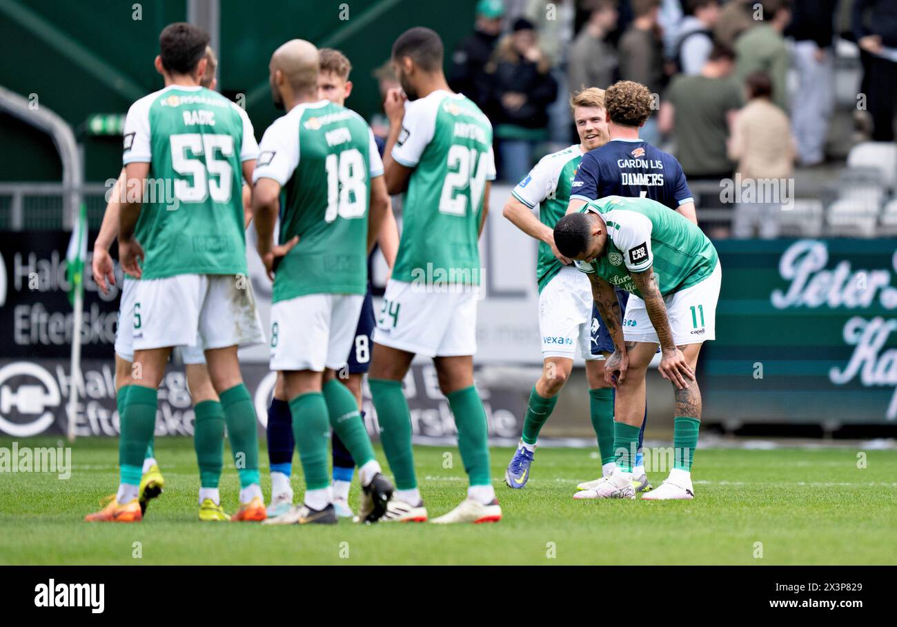 Viborg, Denmark. 28th Apr, 2024. Viborg's players after the draw in the ...