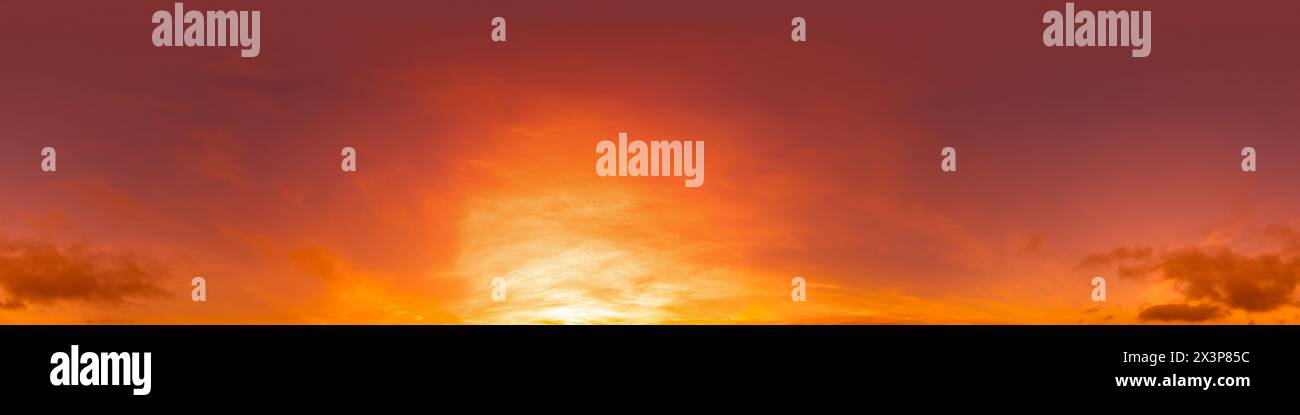 Golden glowing red orange overcast sunset sky 360 hdr panorama ...