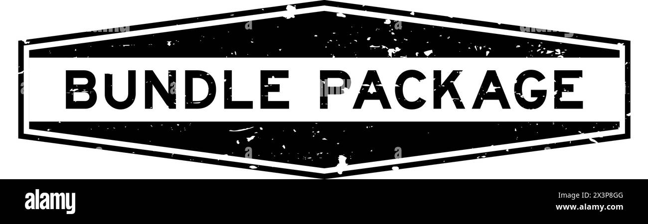Grunge black bundle package word hexagon rubber seal stamp on white ...