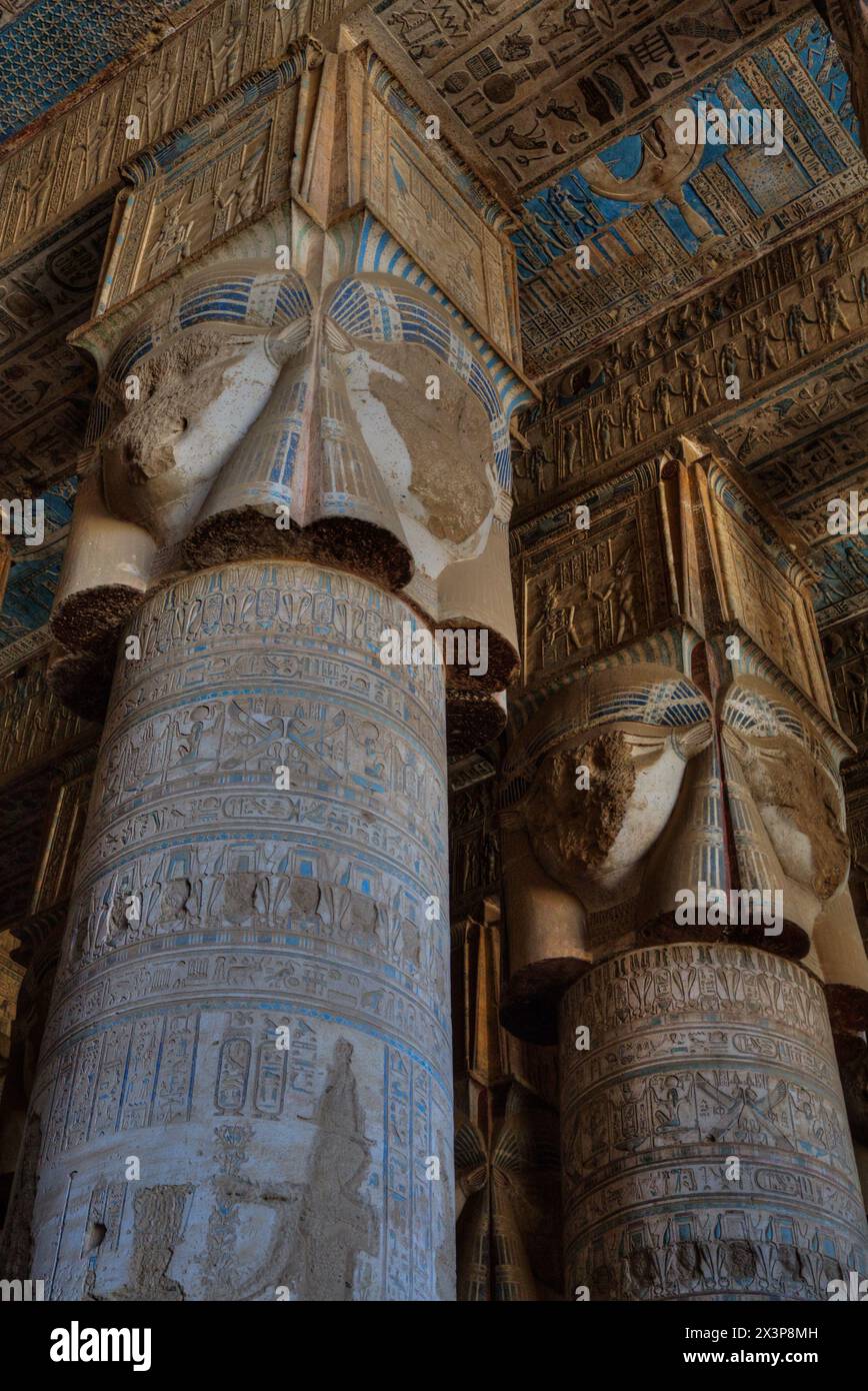 The Great Columns, Vestibule, Dendera Temple of Hathor, UNESCO World ...
