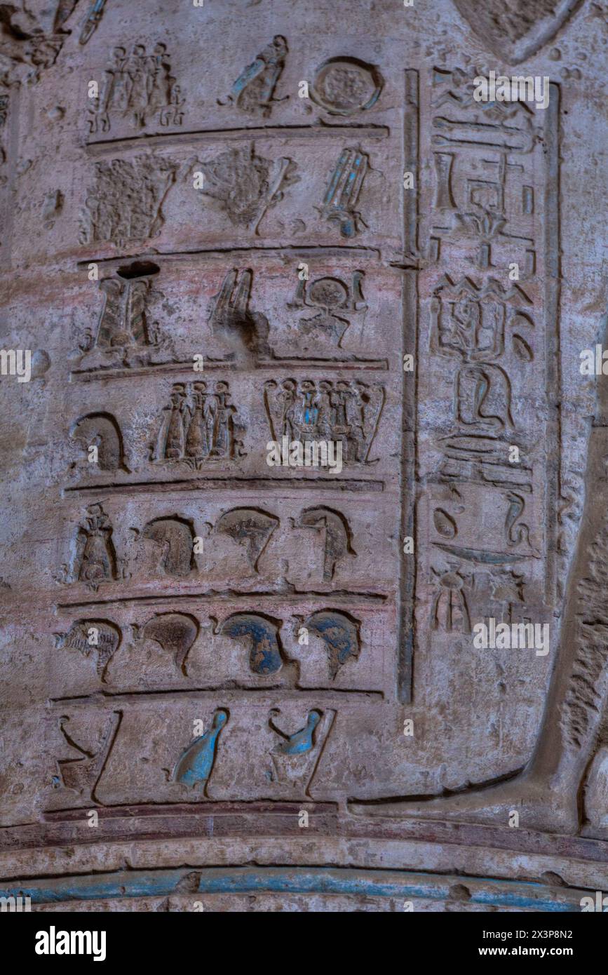 Relief Depicting Pharaoh Headdress Styles, Columns, Vestibule, Dendera ...