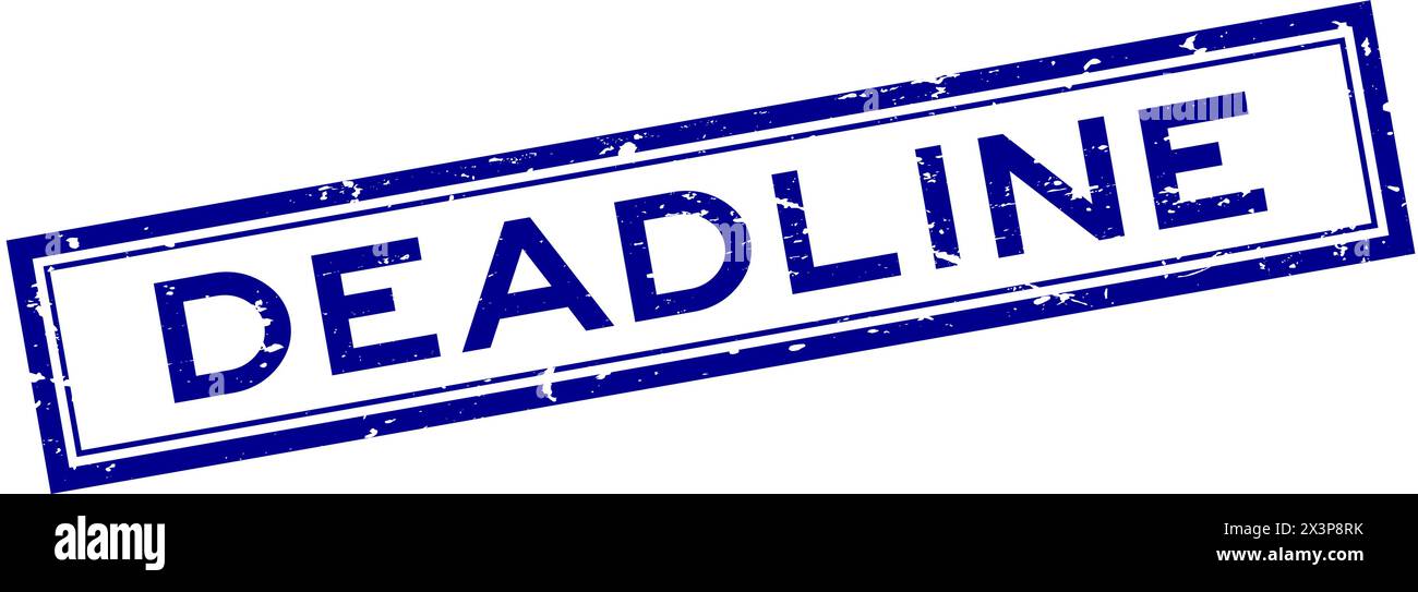 Grunge blue deadline word square rubber stamp in white background Stock Vector Image & Art - Alamy