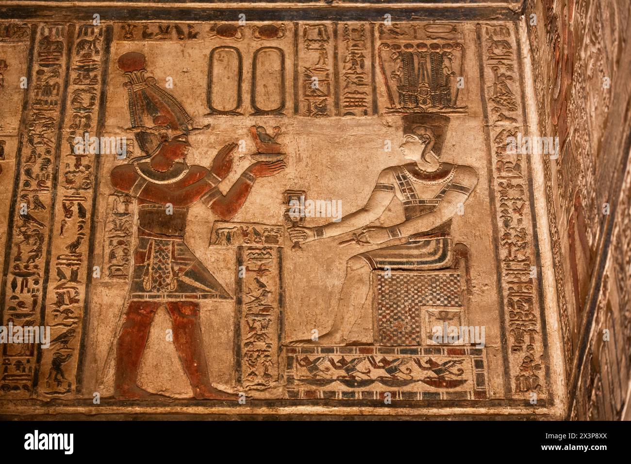 Pharaoh (right), Reliefs, Sanctuary, Dendera Temple of Hathor, UNESCO ...