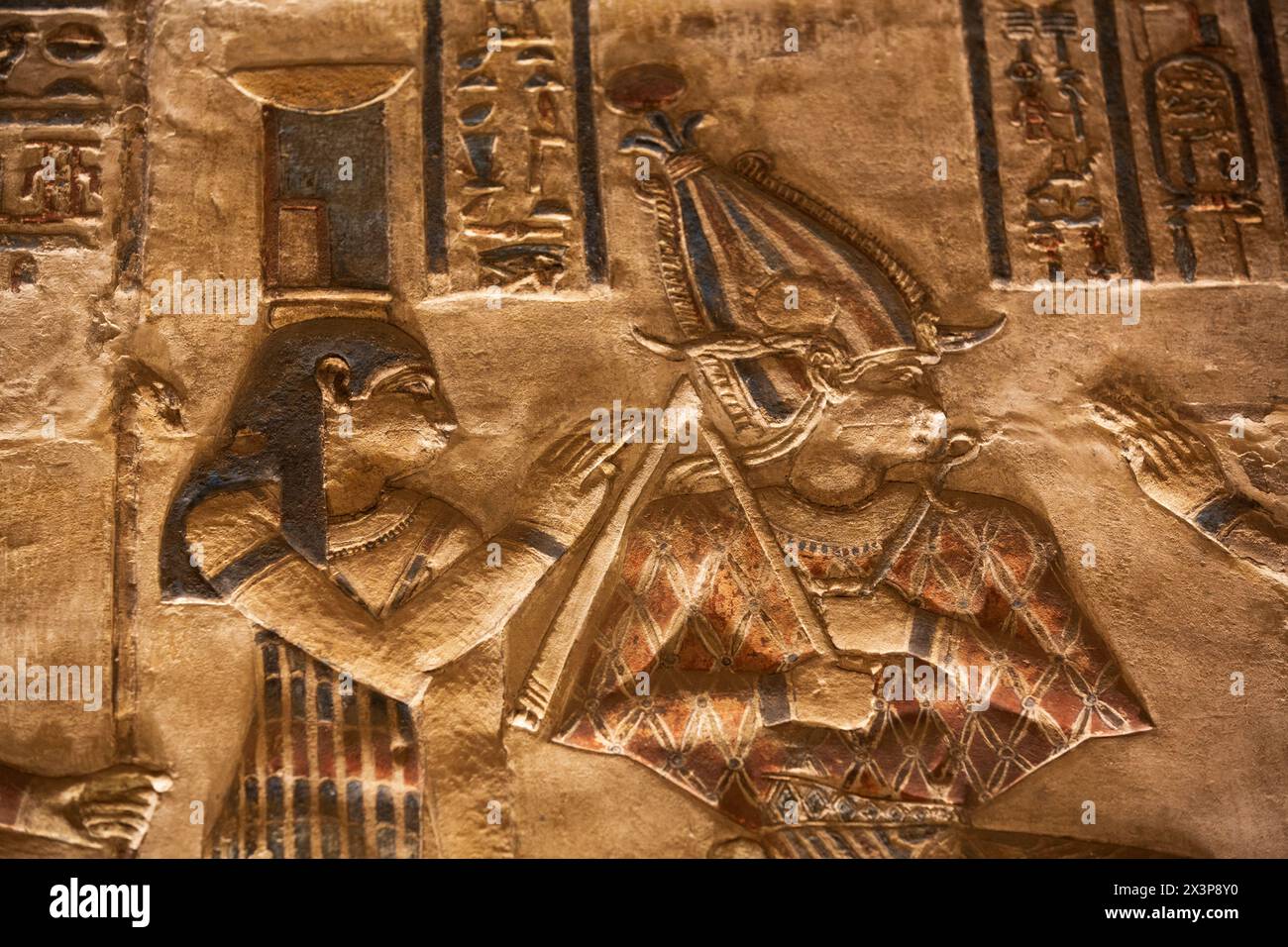Pharaoh (right), Reliefs, Sanctuary, Dendera Temple of Hathor, UNESCO ...