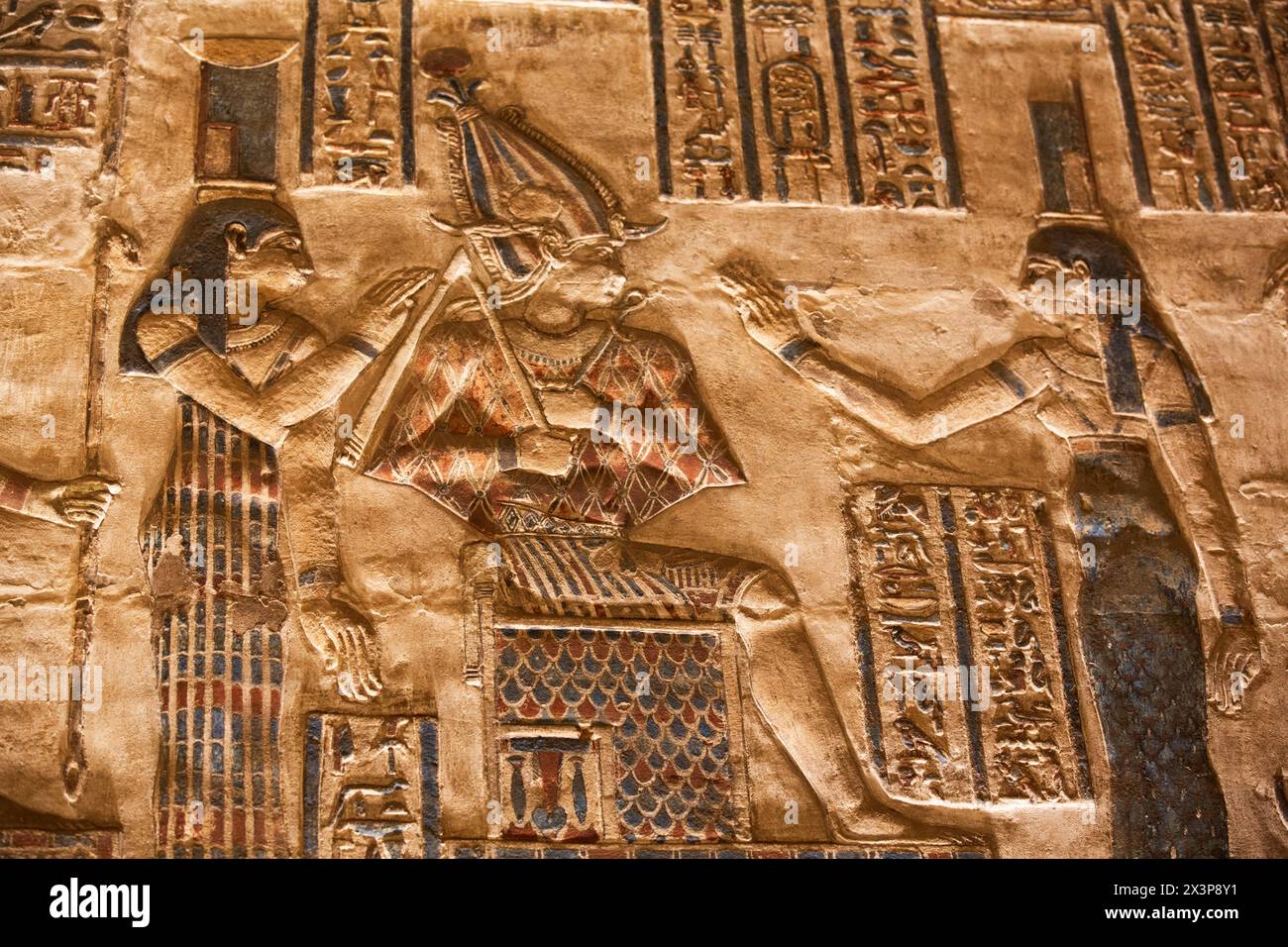 Pharaoh (center), Reliefs, Sanctuary, Dendera Temple of Hathor, UNESCO ...