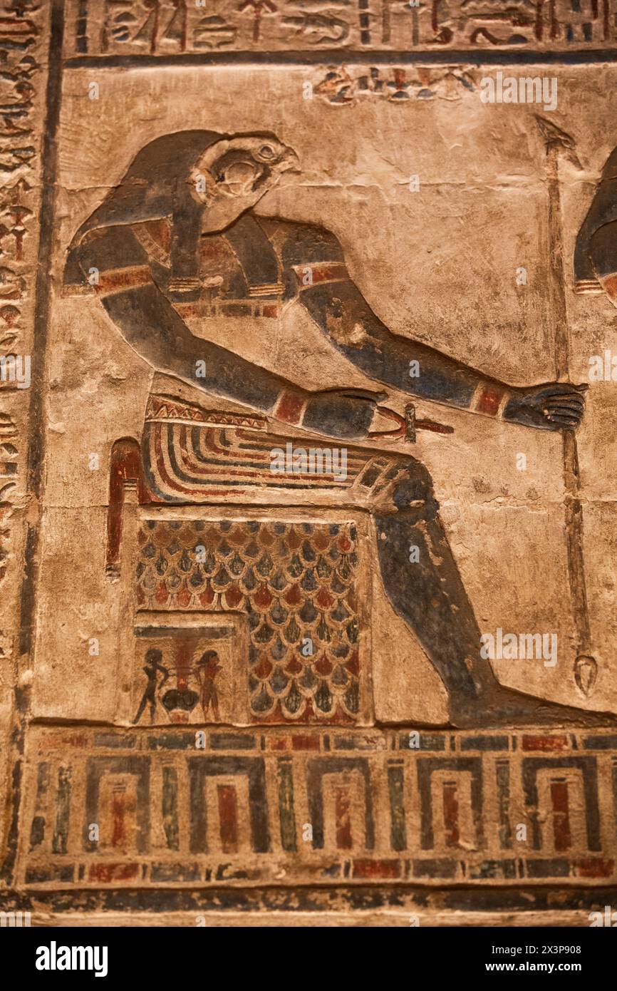 God Horus, Reliefs, Sanctuary, Dendera Temple of Hathor, UNESCO World ...