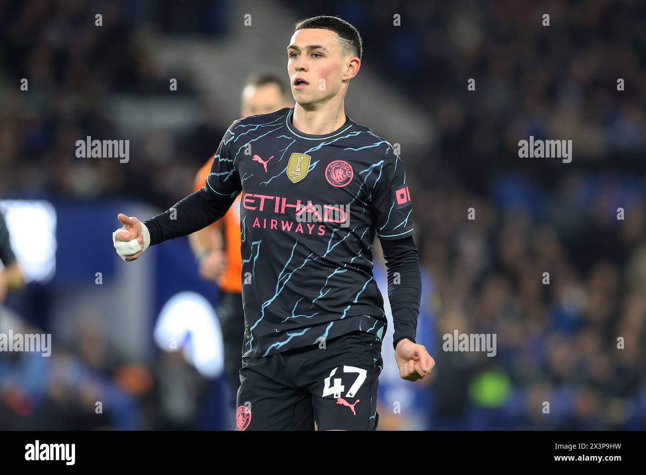 Phil Foden in action for Manchester City FC at the AMEX Stadium Stock ...