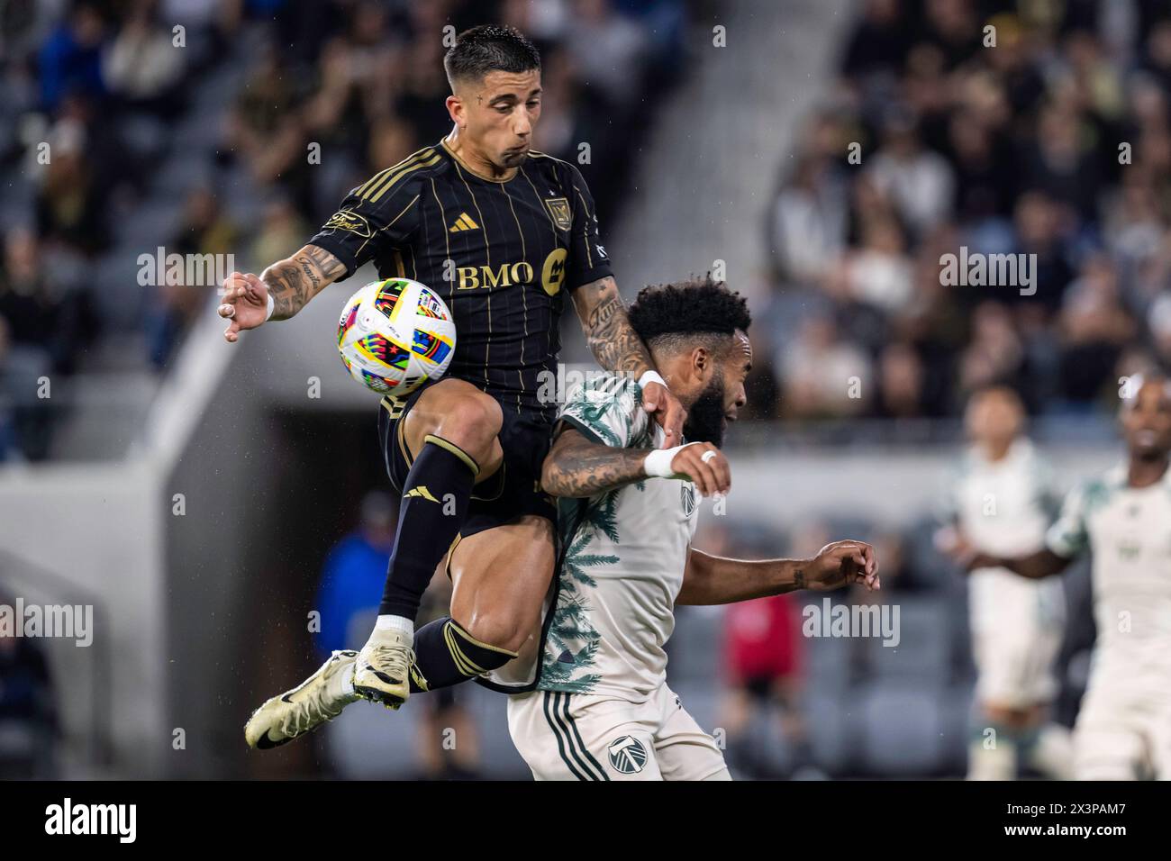 LAFC forward Cristian Olivera (13) is called for a hand ball after ...