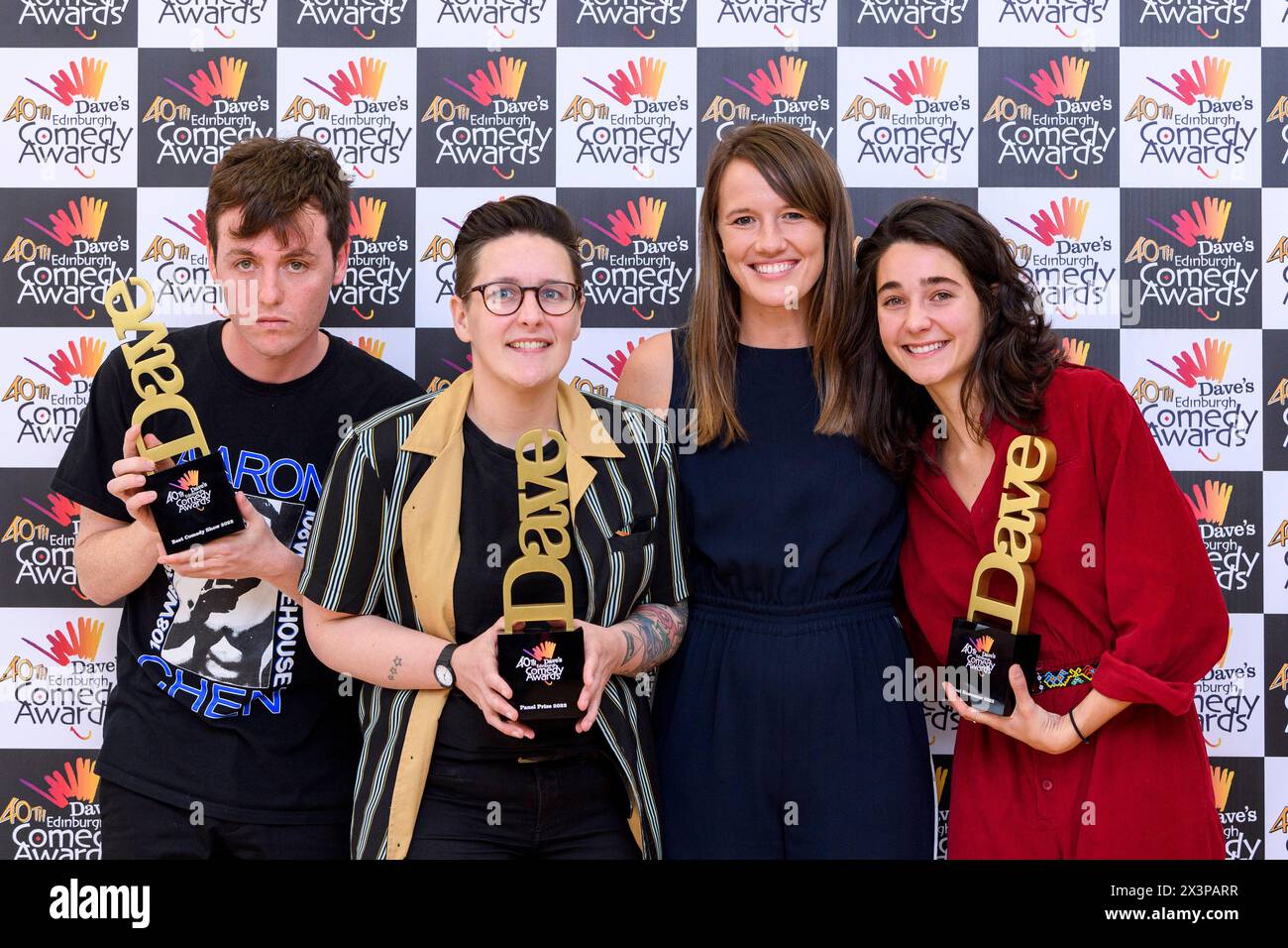 Sam Campbell (left) winner of Dave's Edinburgh Comedy Award 2022 alongside Panel Award winner ...