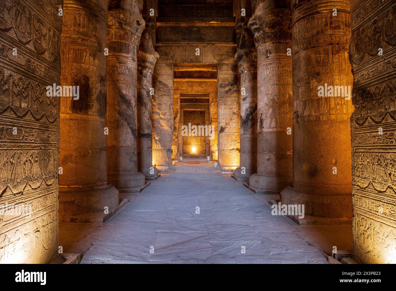 The ancient Egyptian sanctuary of the Temple of Hathor at the Dendera Temple complex in Upper ...