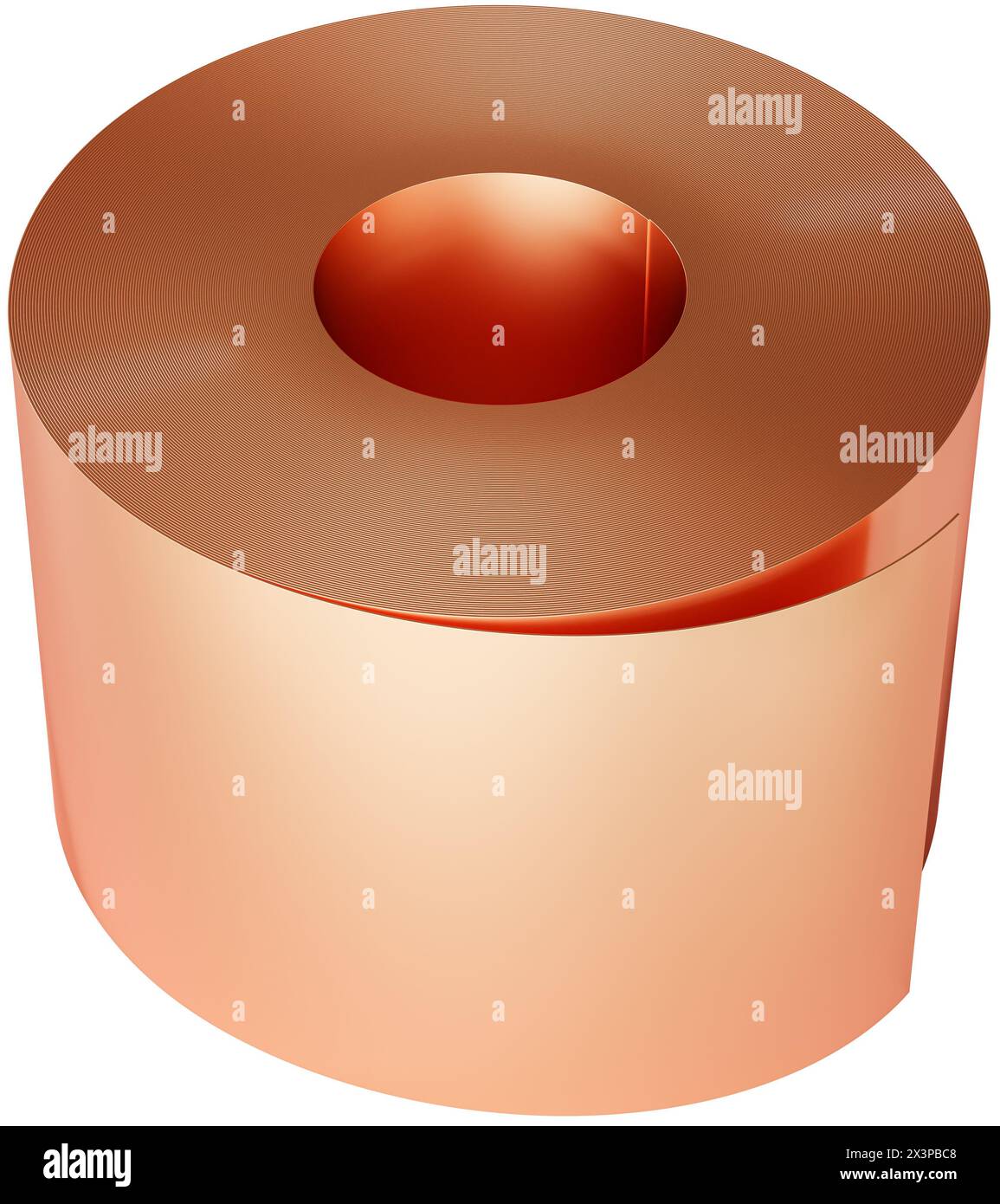A role of copper sheet isolated on white background. Copper commodity ...
