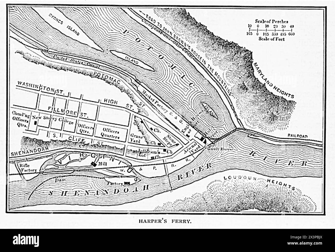 Map of Harper's Ferry in 1859 Stock Photo - Alamy