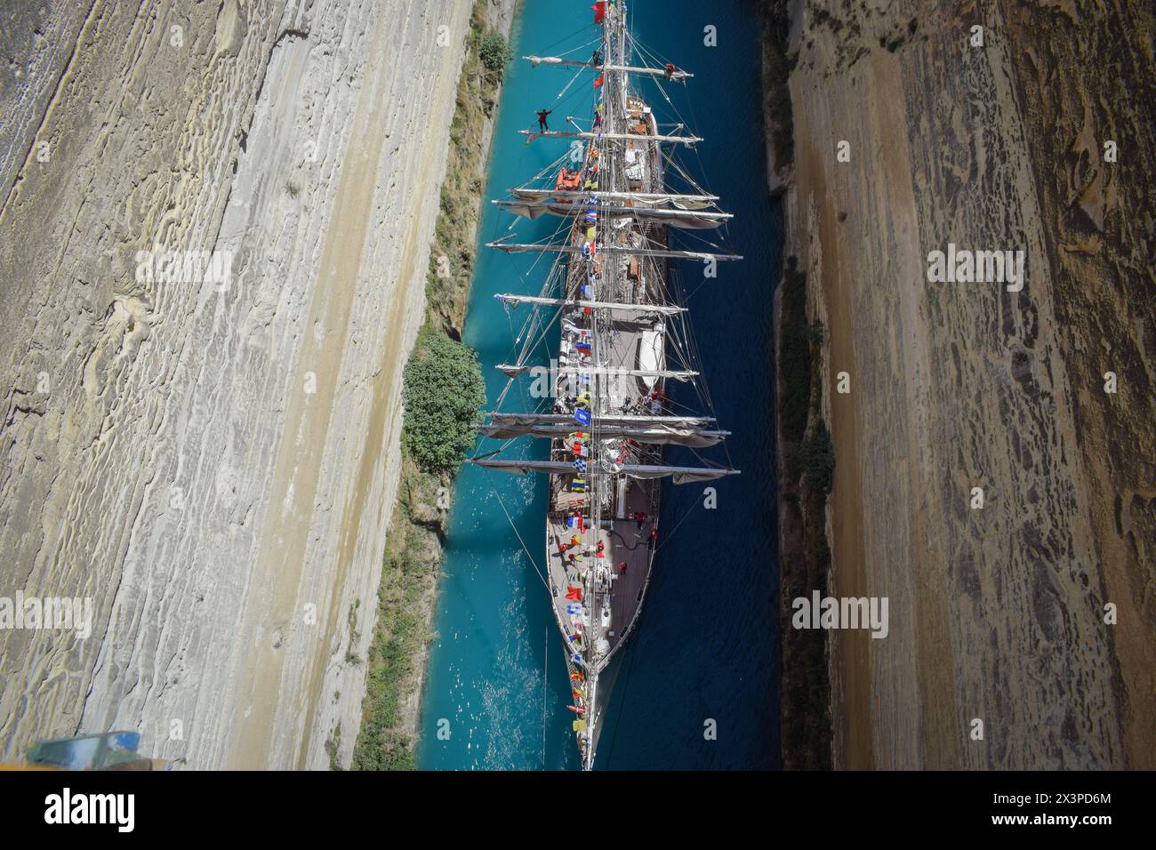 Corinth, Greece. 28 April 2024. The historic three-masted sailing ship ...