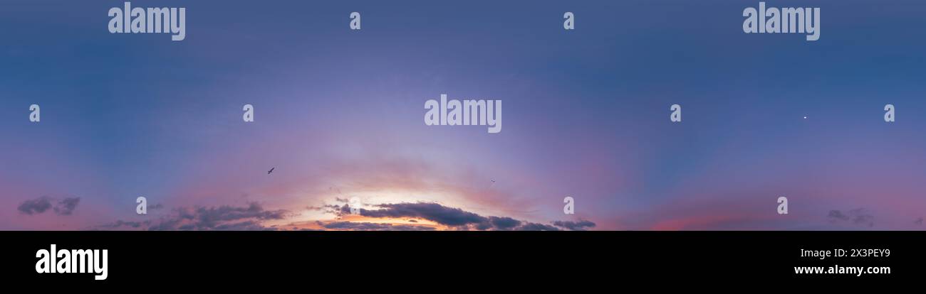 Dramatic Sunset sky 360 panorama. Vibrant sky with bright glowing red ...