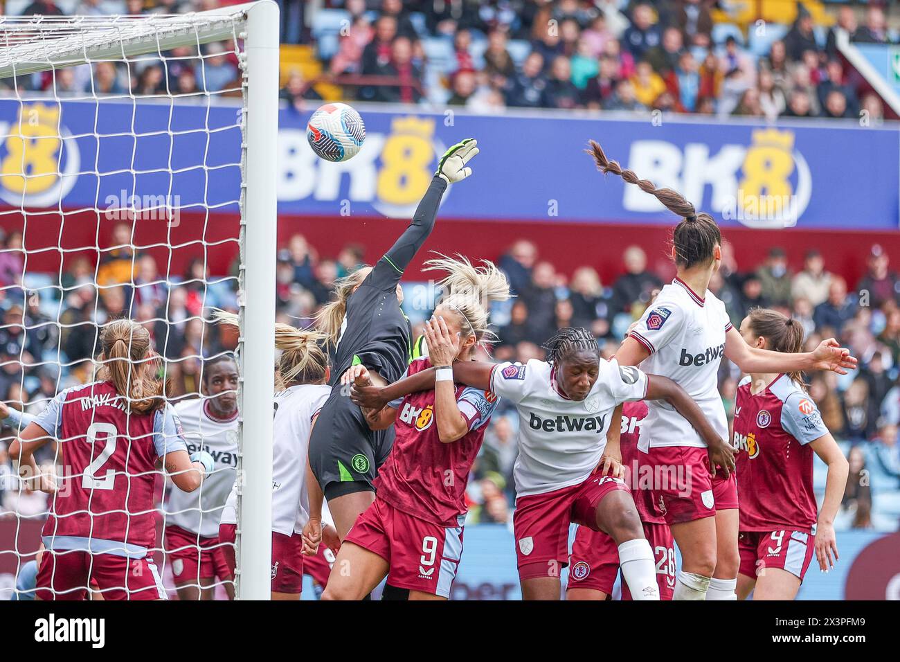 Birmingham, UK. 28th Apr, 2024. West Ham apply the pressure forcing ...