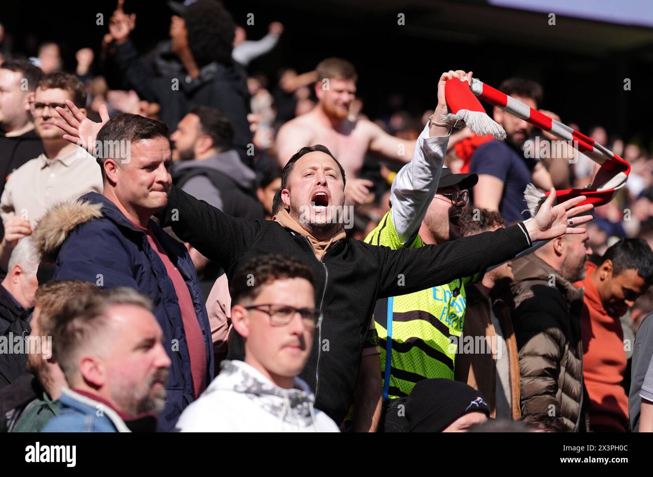 Arsenal fans celebrate after the Premier League match at the Tottenham ...