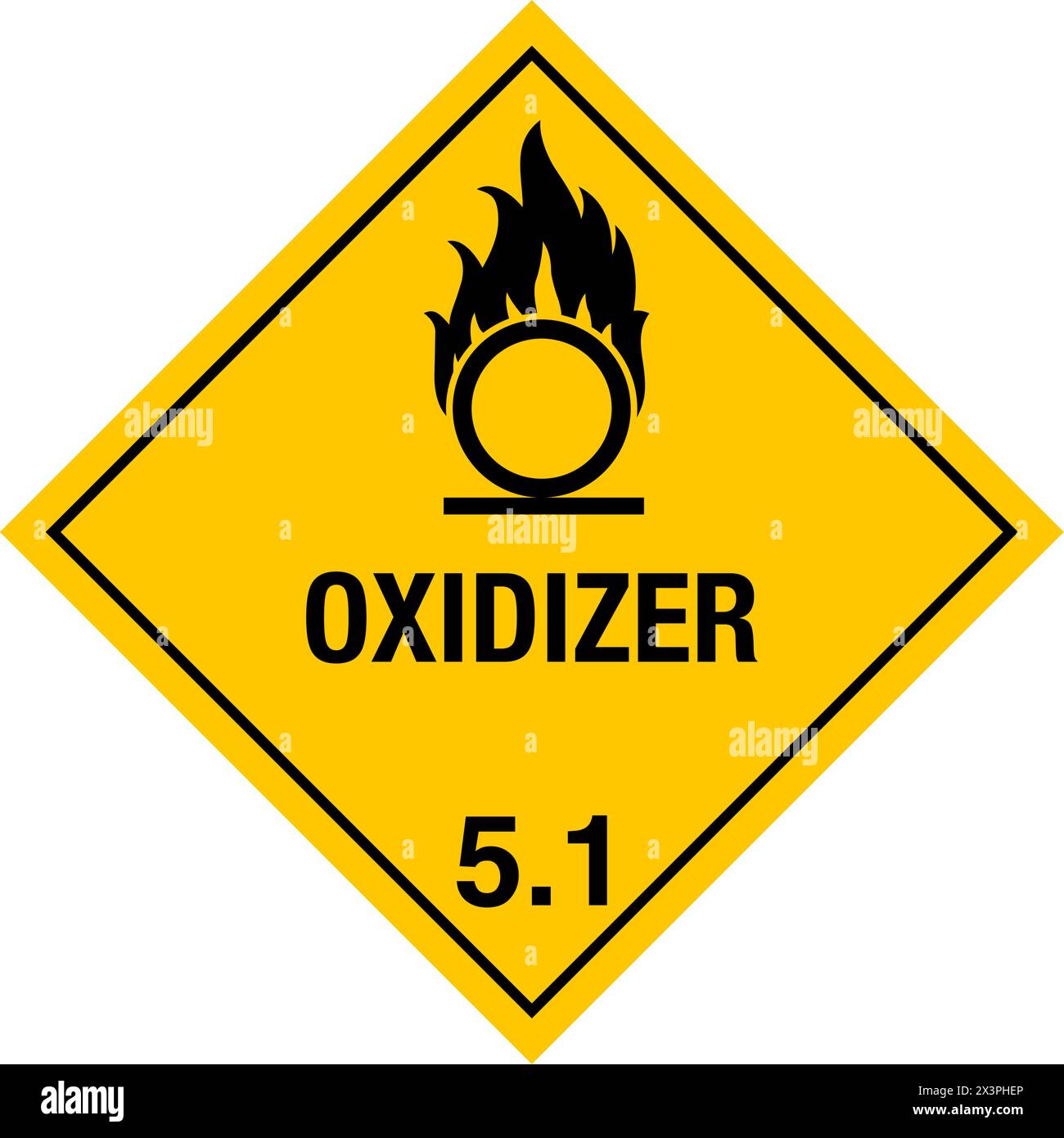 Class 5 Hazardous HAZMAT Material Label IATA Transportation Oxidizing ...