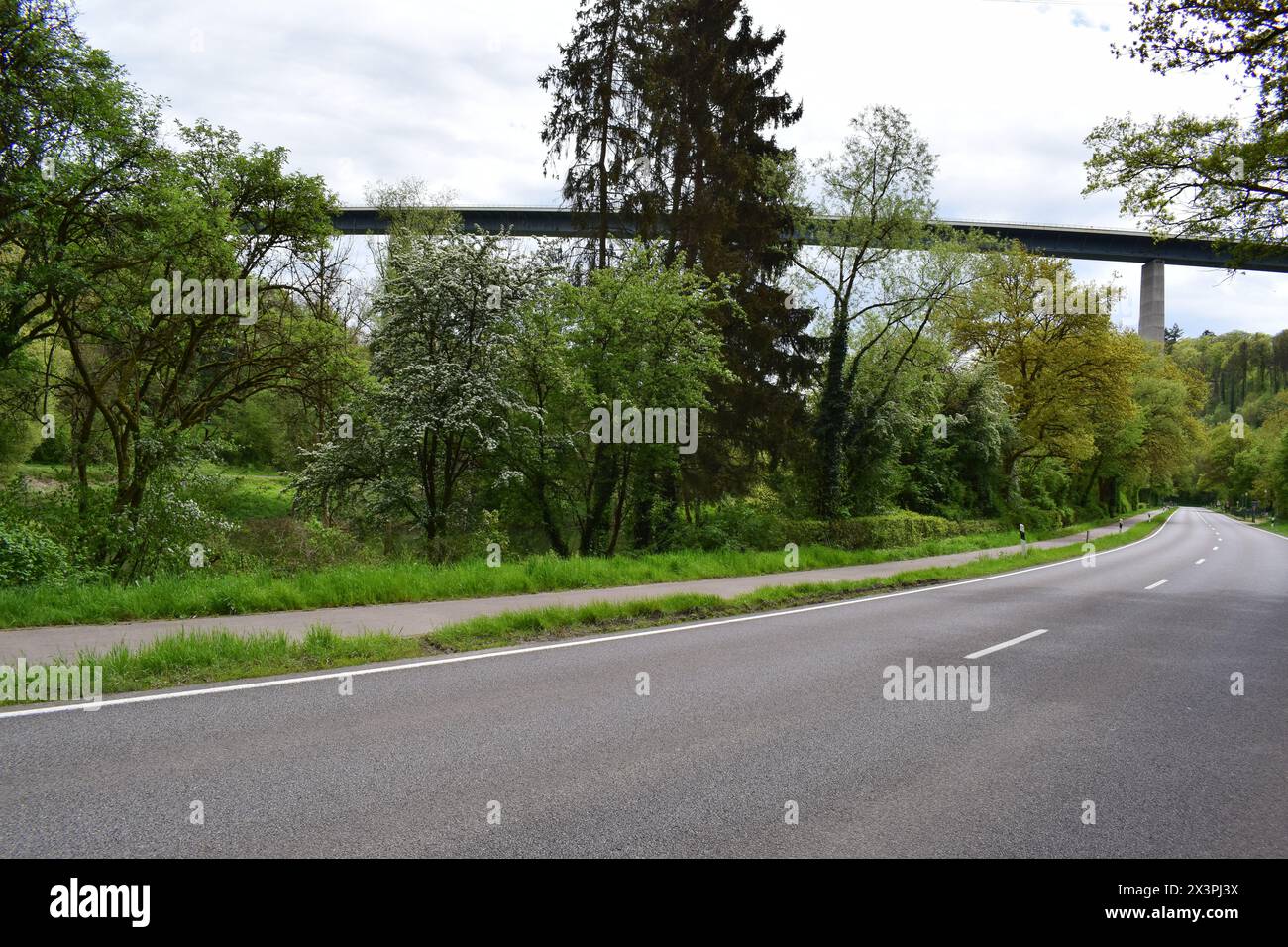 country road under Sauertalbrücke, Autobahn bridge from Luxembourg to ...