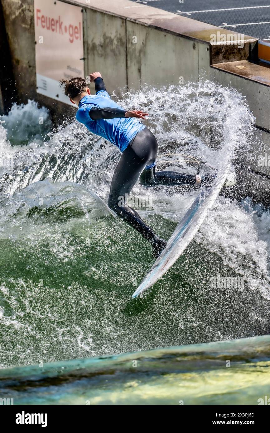 The River Wave Ebensee Standing Wave Surfing 2024fun Stock Photo - Alamy