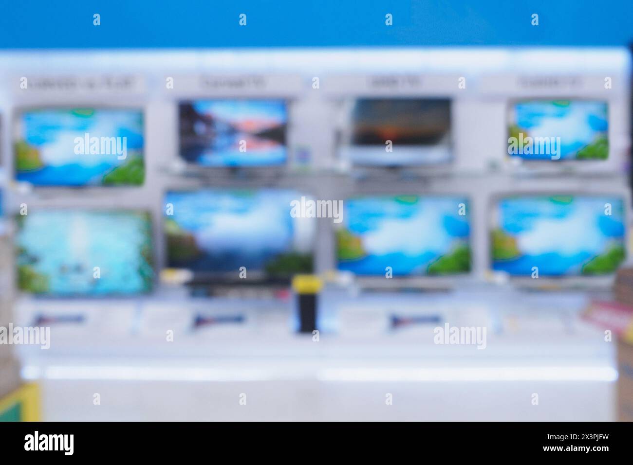Television shelves retail shop display in Electronic Department store ...