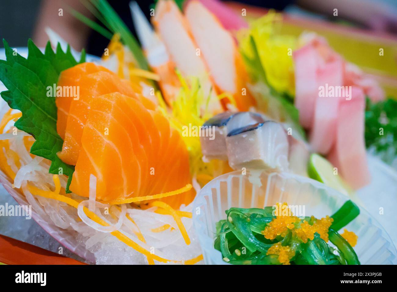fresh salmon sashimi set Japanese style Stock Photo - Alamy