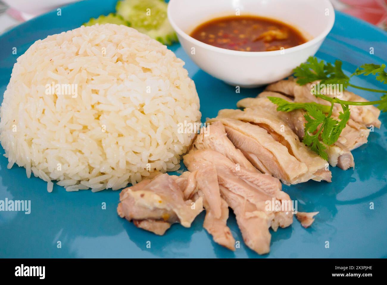 Khao Man Kai Chicken Rice (Hainan Chicken Stock Photo - Alamy