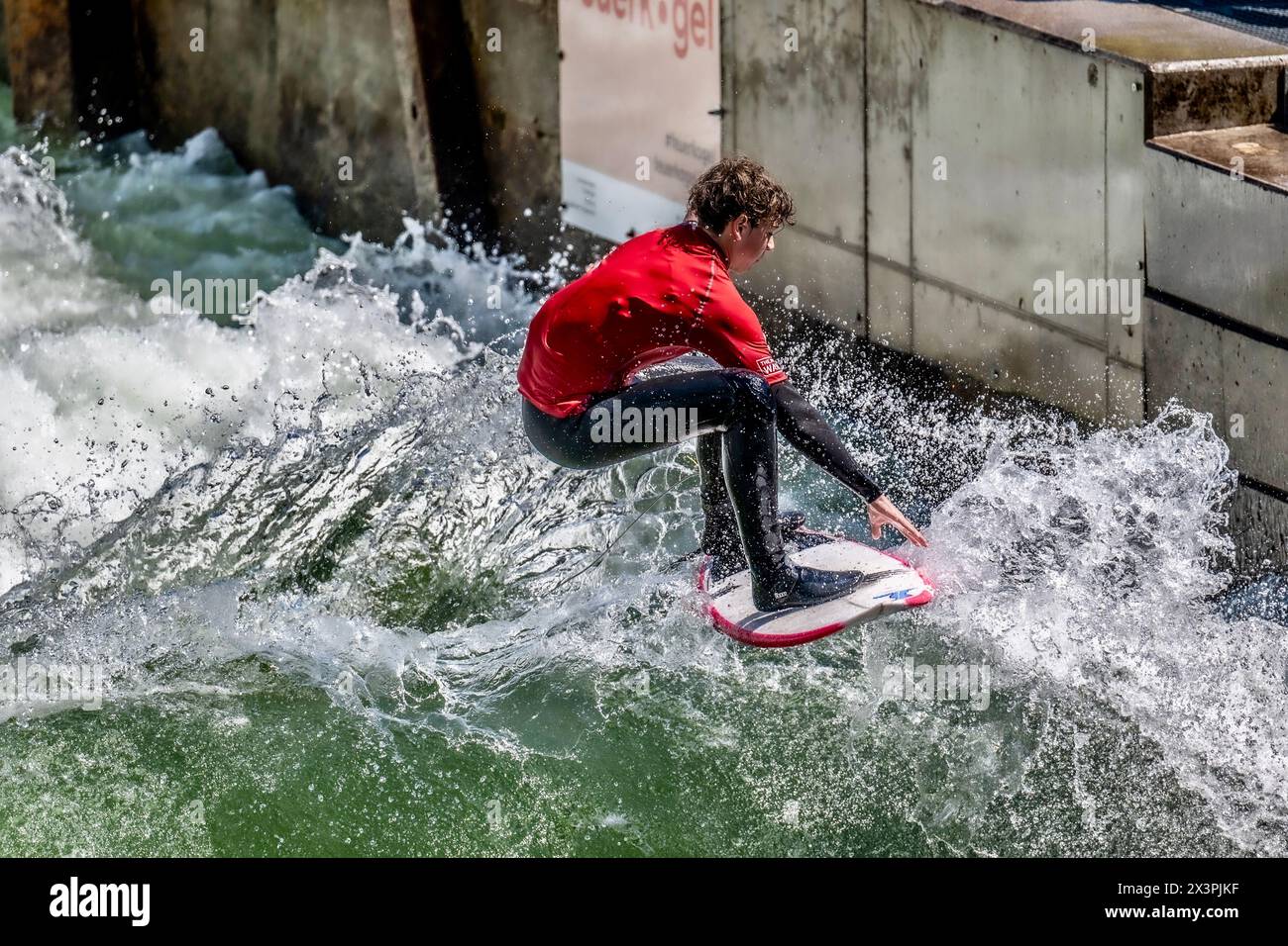 The River Wave Ebensee Standing Wave Surfing 2024fun Stock Photo - Alamy