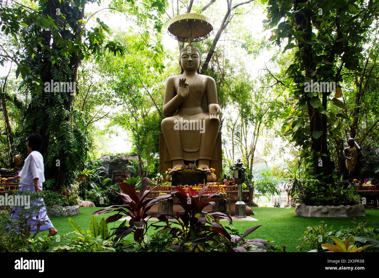 Ancient buddha statue in Dhamma practice area for thai practitioner ...