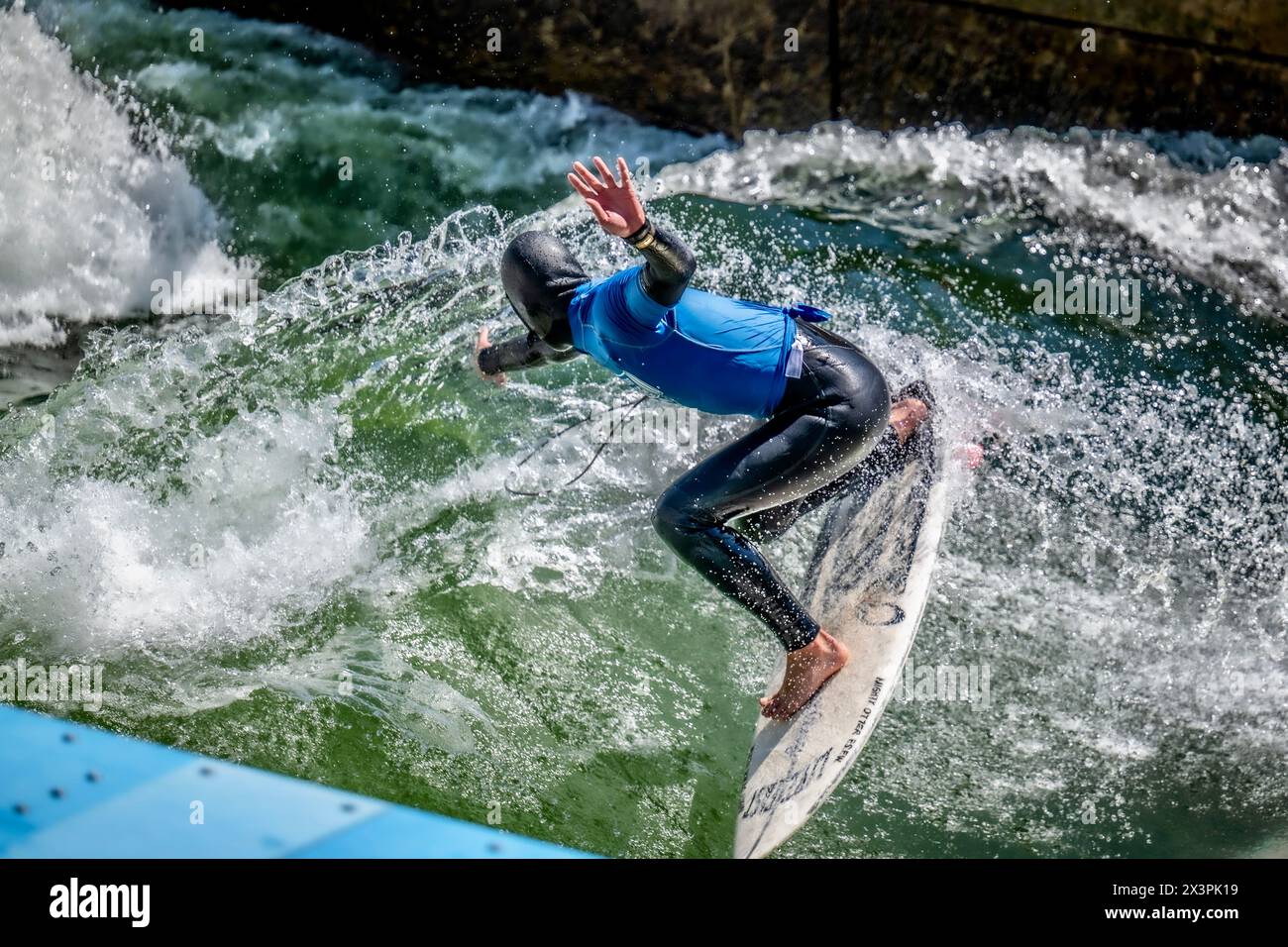 The River Wave Ebensee Standing Wave Surfing 2024fun Stock Photo - Alamy