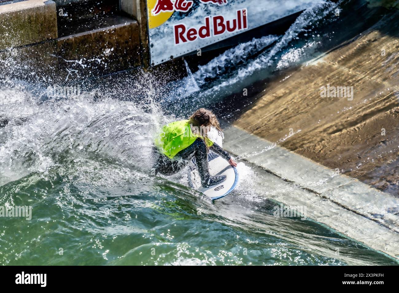 The River Wave Ebensee Standing Wave Surfing 2024fun Stock Photo - Alamy