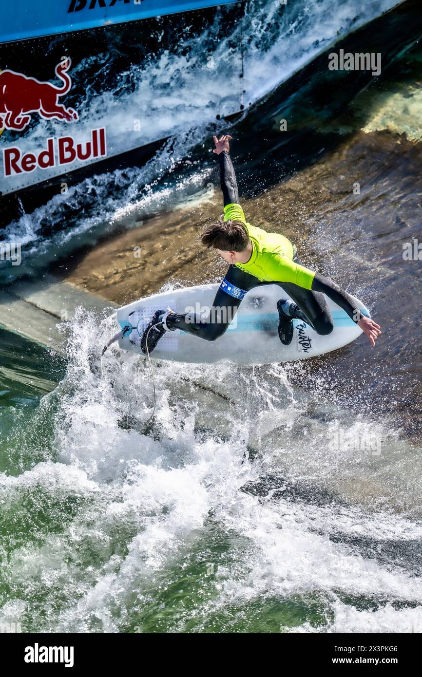 The River Wave Ebensee Standing Wave Surfing 2024fun Stock Photo - Alamy