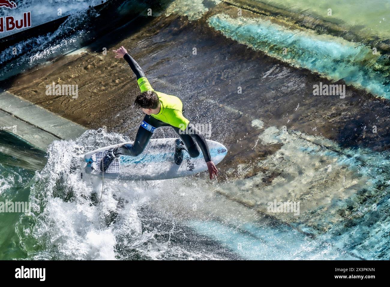 The River Wave Ebensee Standing Wave Surfing 2024fun Stock Photo - Alamy