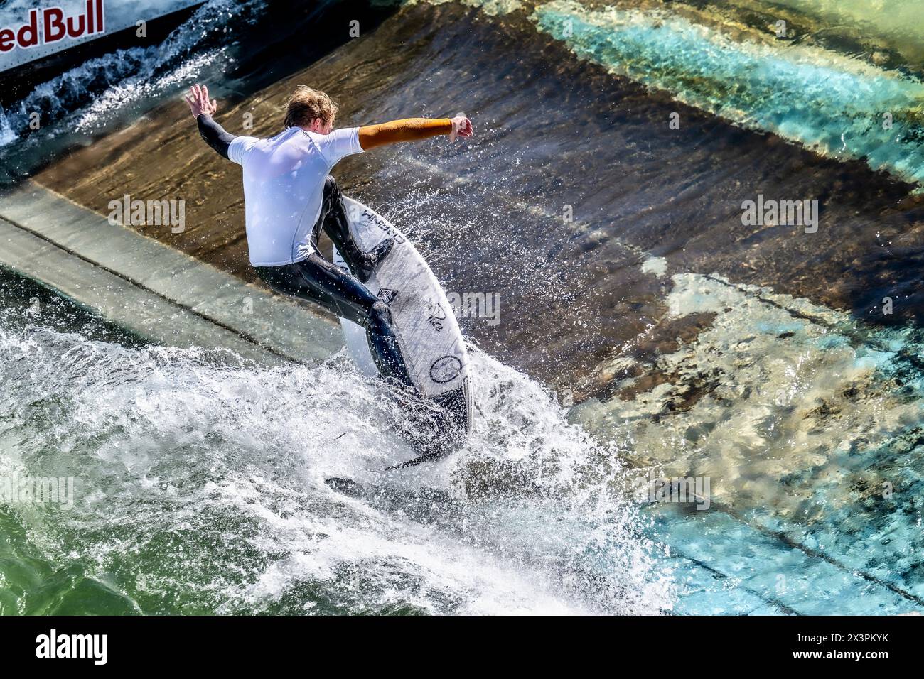 The River Wave Ebensee Standing Wave Surfing 2024fun Stock Photo - Alamy